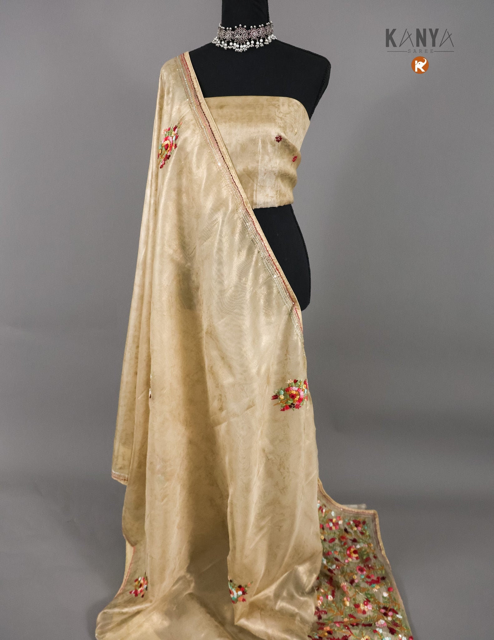 Organza Tissue Saree With Embroidery Work - Etsy