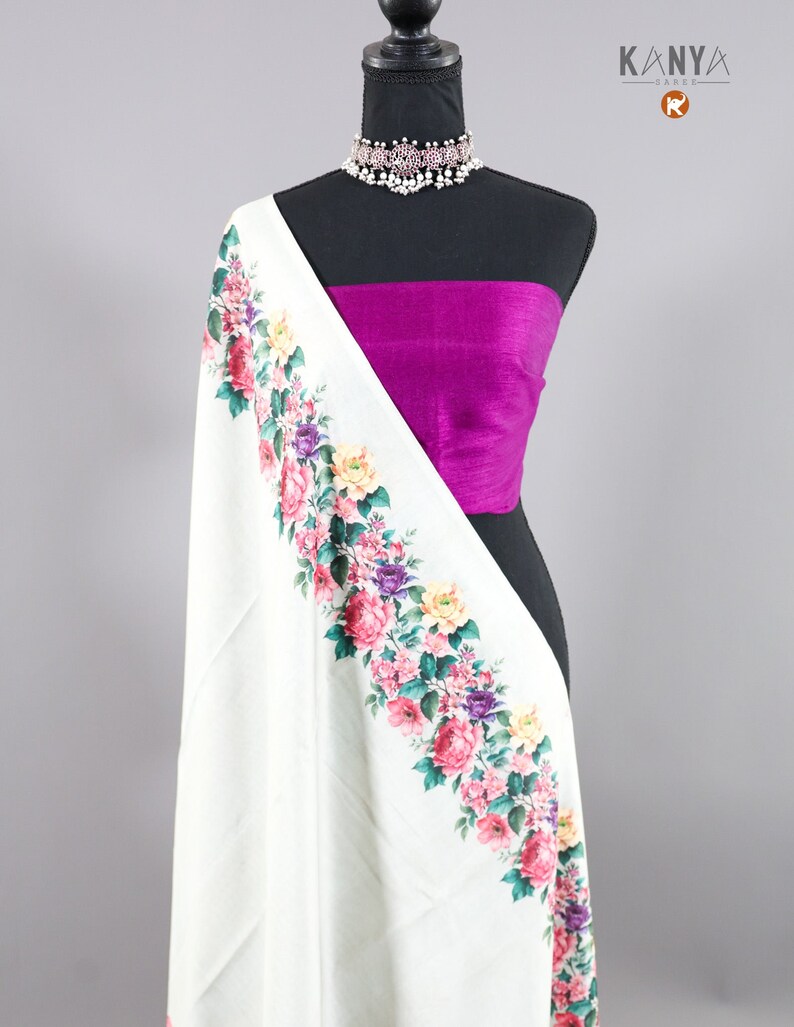 Manipuri Flower Print Saree | Fall Pico Done - Etsy