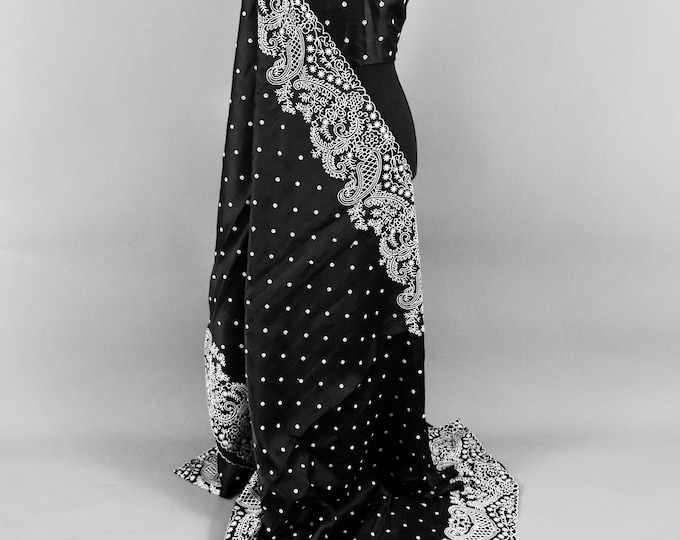 Organza Tissue Saree With Embroidery Work | Fall Pico Done - Etsy