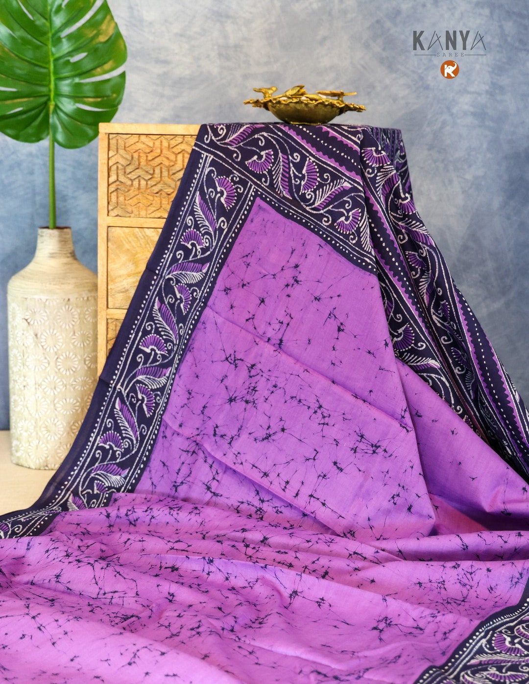 Mulmul Batik Kantha Saree | Fall Pico Done - Etsy