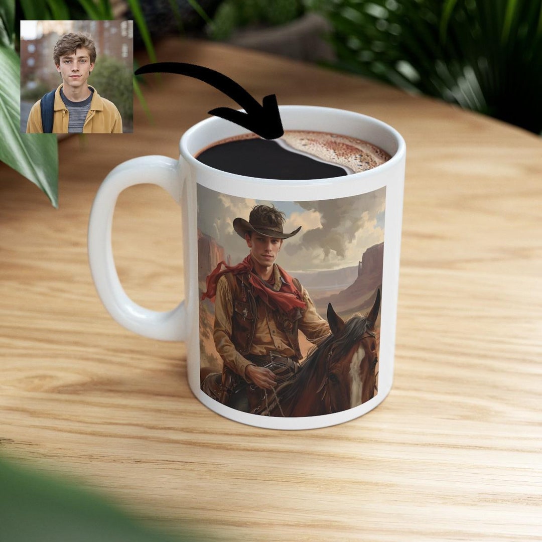 Cowboy Themed Custom Face Swap Mug- Personalized Gift - Etsy