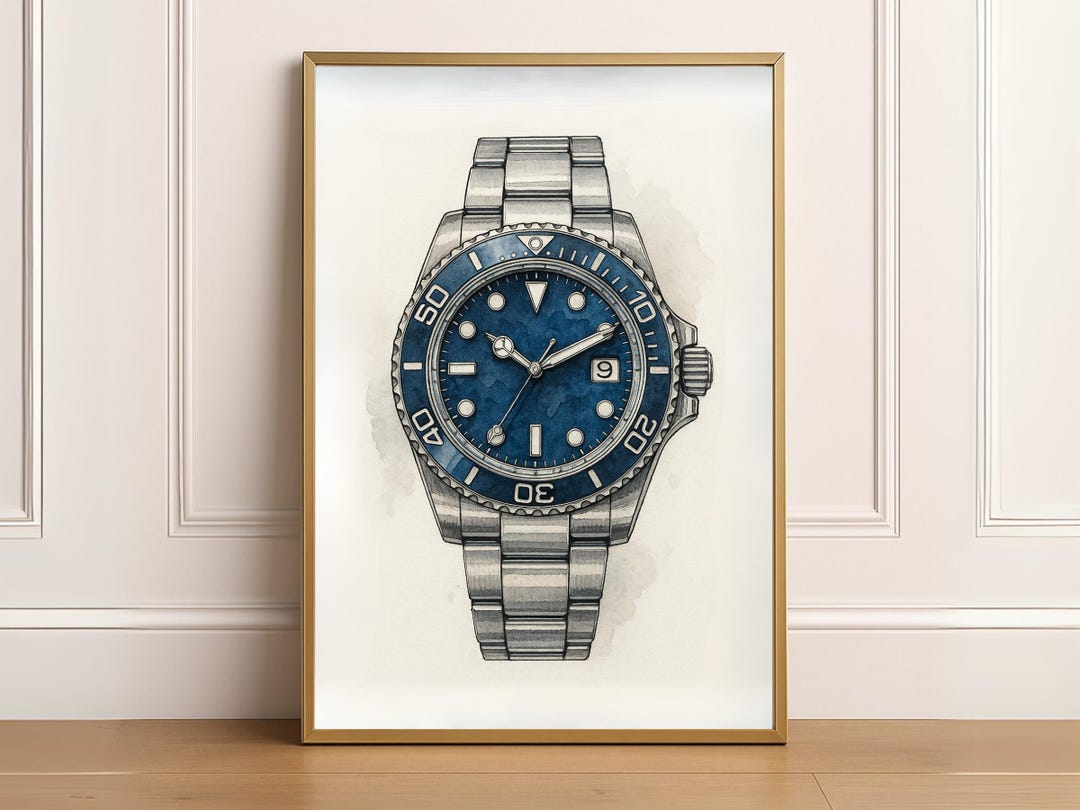 Large Wall Art Mechanical Watch | Silver Luxury Timepiece Print ...