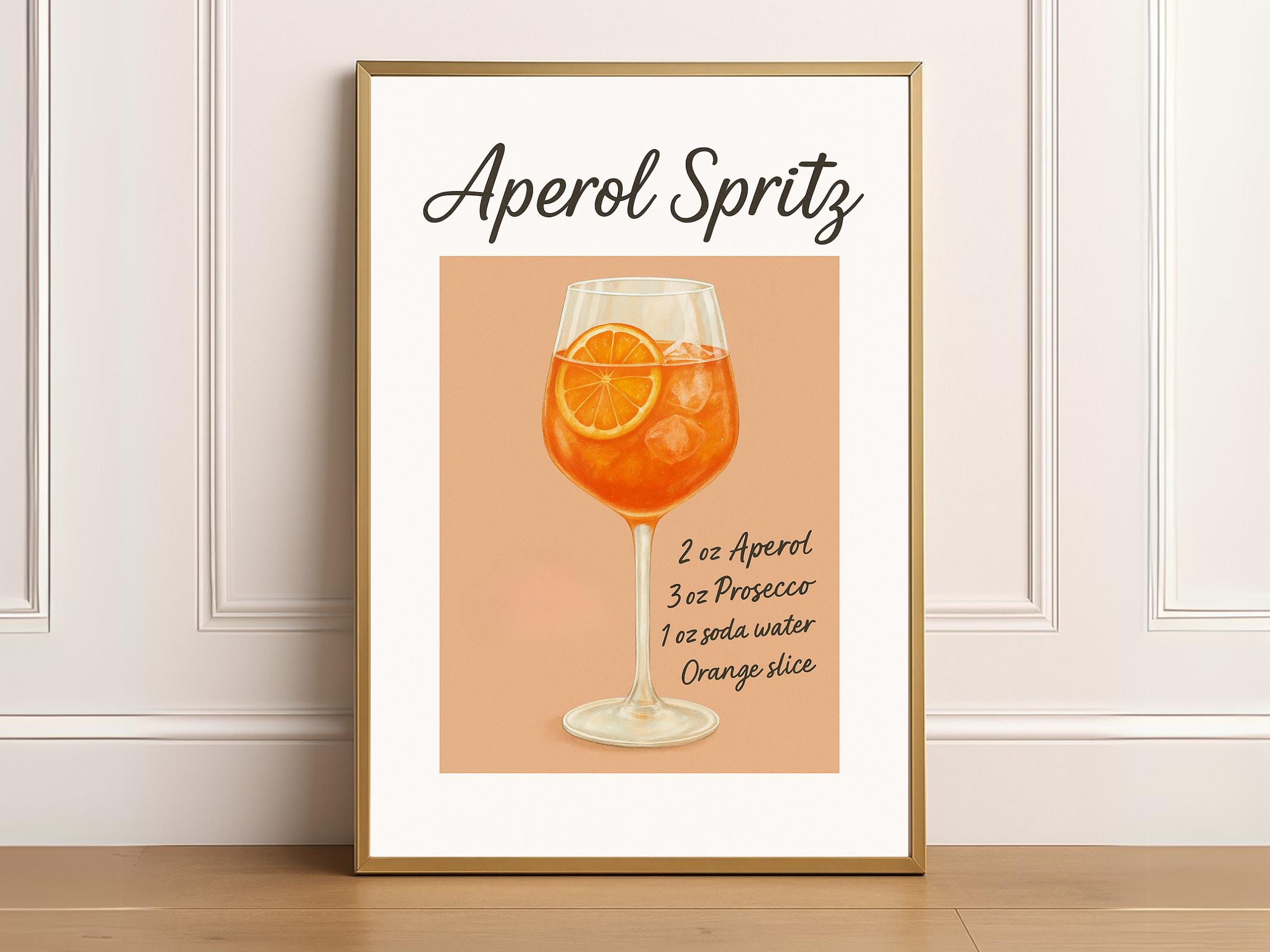 Aperol Spritz Print | Spritz Bar Sign Cocktail Recipe Art Italian ...