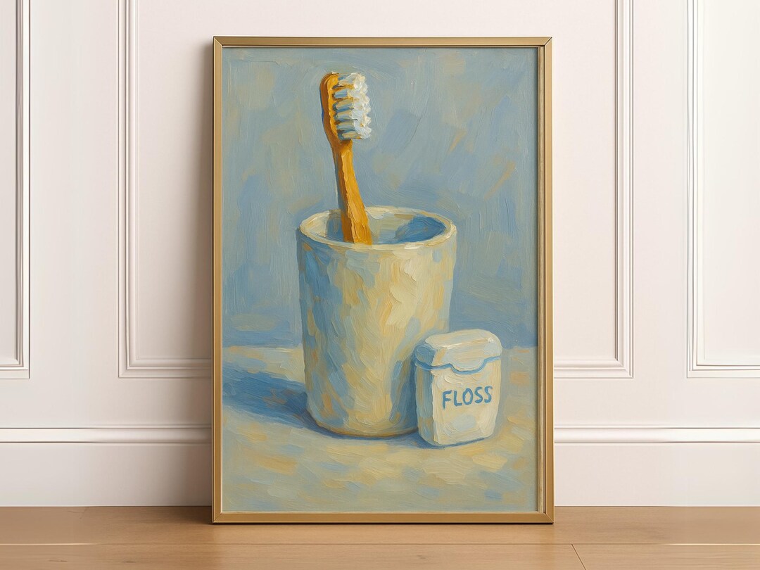 Toothbrush and Floss Wall Art, Dental Office Decor Printable, Dental ...