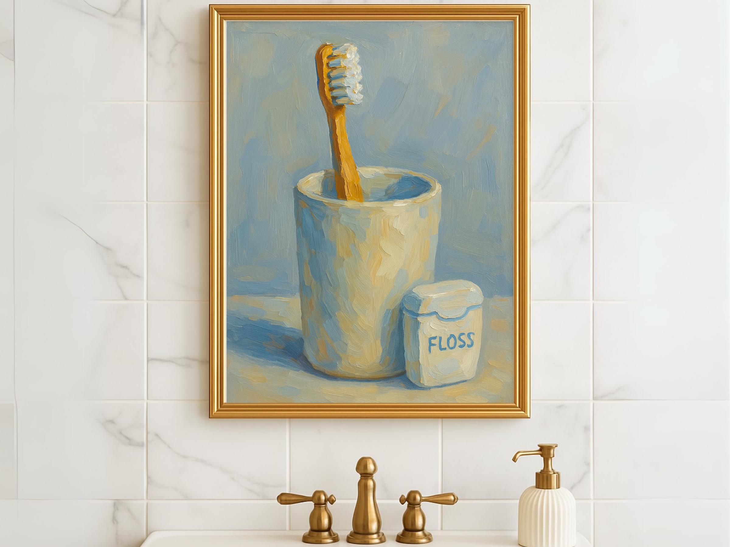 Toothbrush and Floss Wall Art, Dental Office Decor Printable, Dental ...
