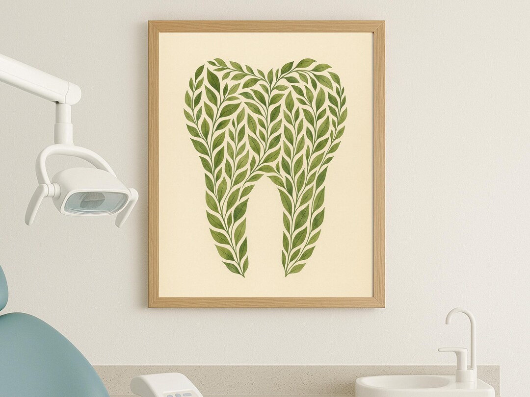 Printable Dental Office Decor, Green Molar Tooth Wall Art, Dentist ...