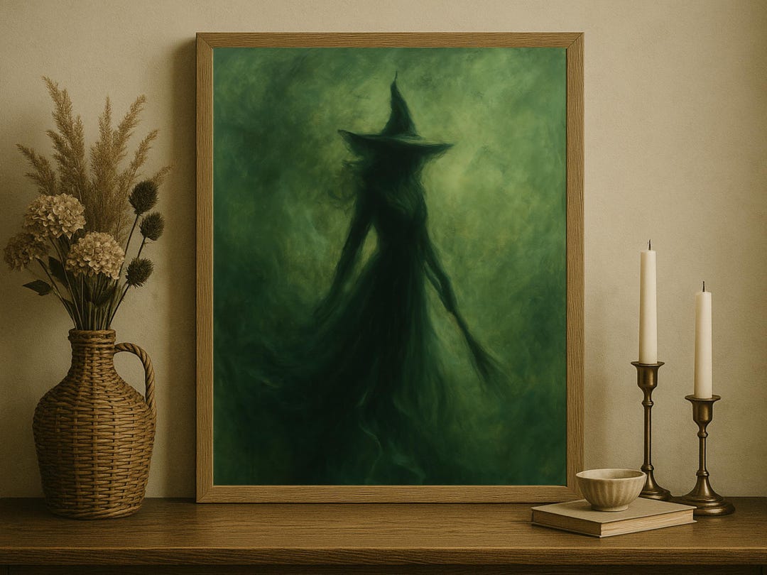 Green Smoke Wicked Witch Wall Art Printable, Dark Moody Halloween Witch ...