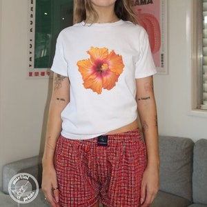 Hibiscus Flower Baby Tee, Graphic Baby Tee, Custom Graphic Tee, Women's ...