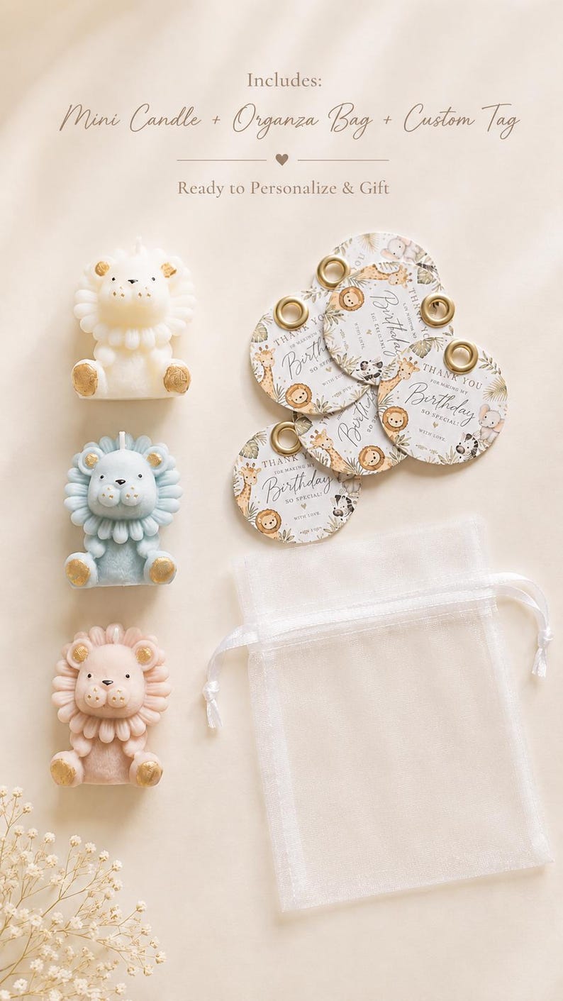 Personalized Lion Candle Favors, Baby Shower Favors, Birthday Party ...