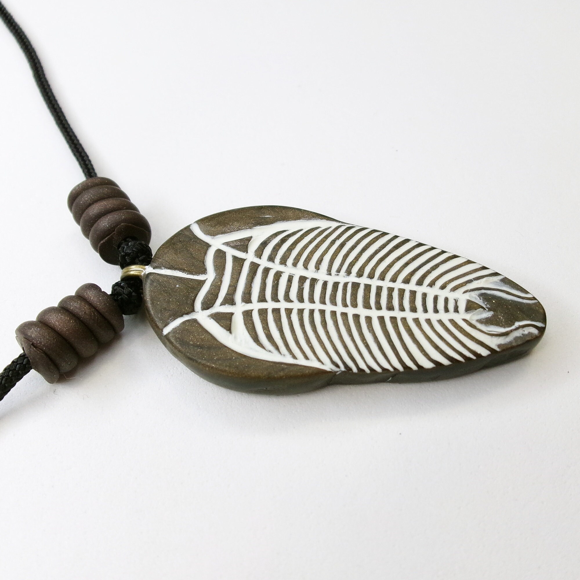 Large Trilobite Adjustable Necklace, Polymer Clay Pendant Strung on ...