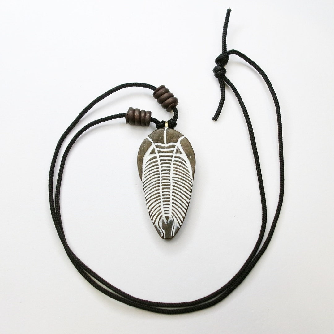 Large Trilobite Adjustable Necklace, Polymer Clay Pendant Strung on ...