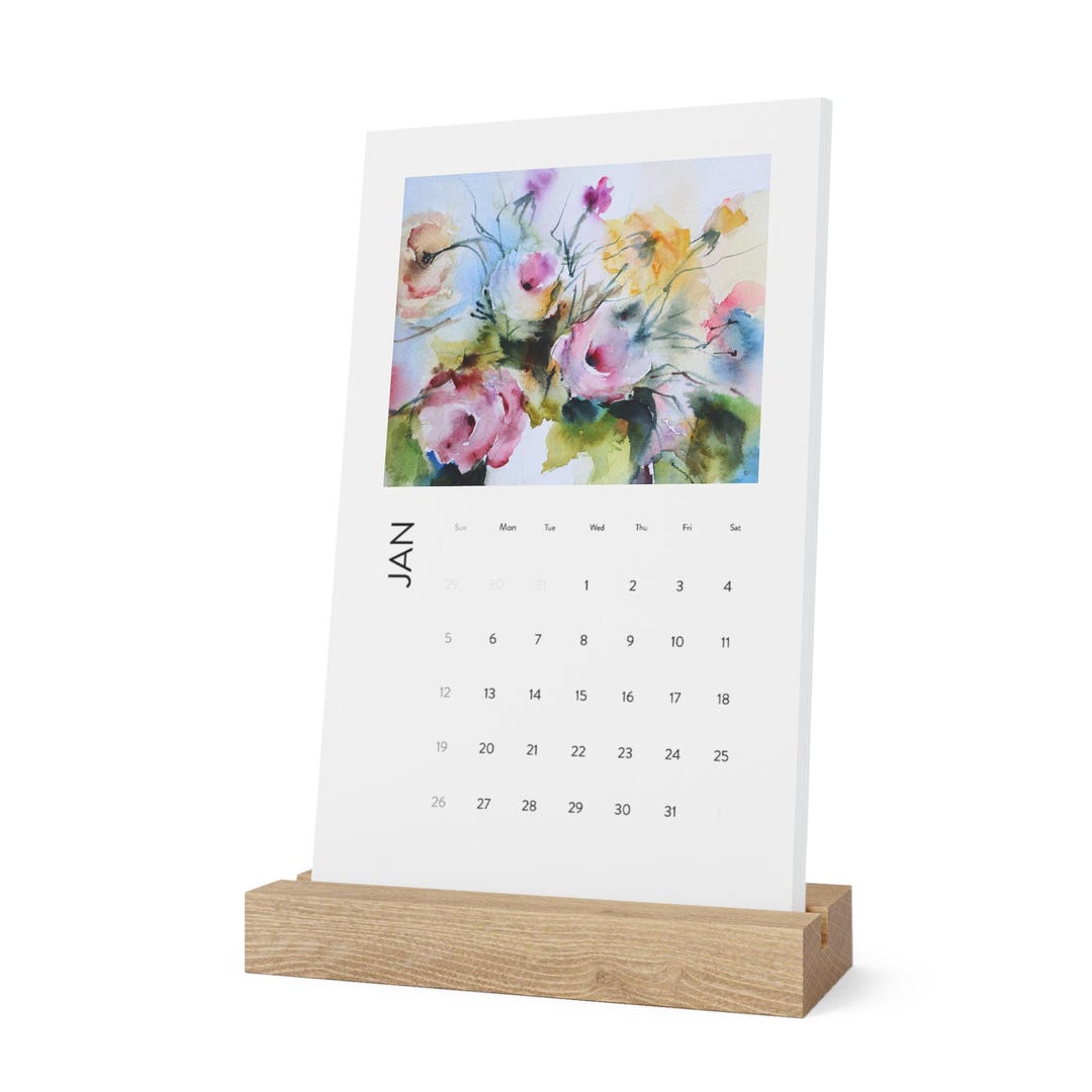 Desk Calendar, Watercolor Flowers, Floral Calendar, 2025 Planner ...