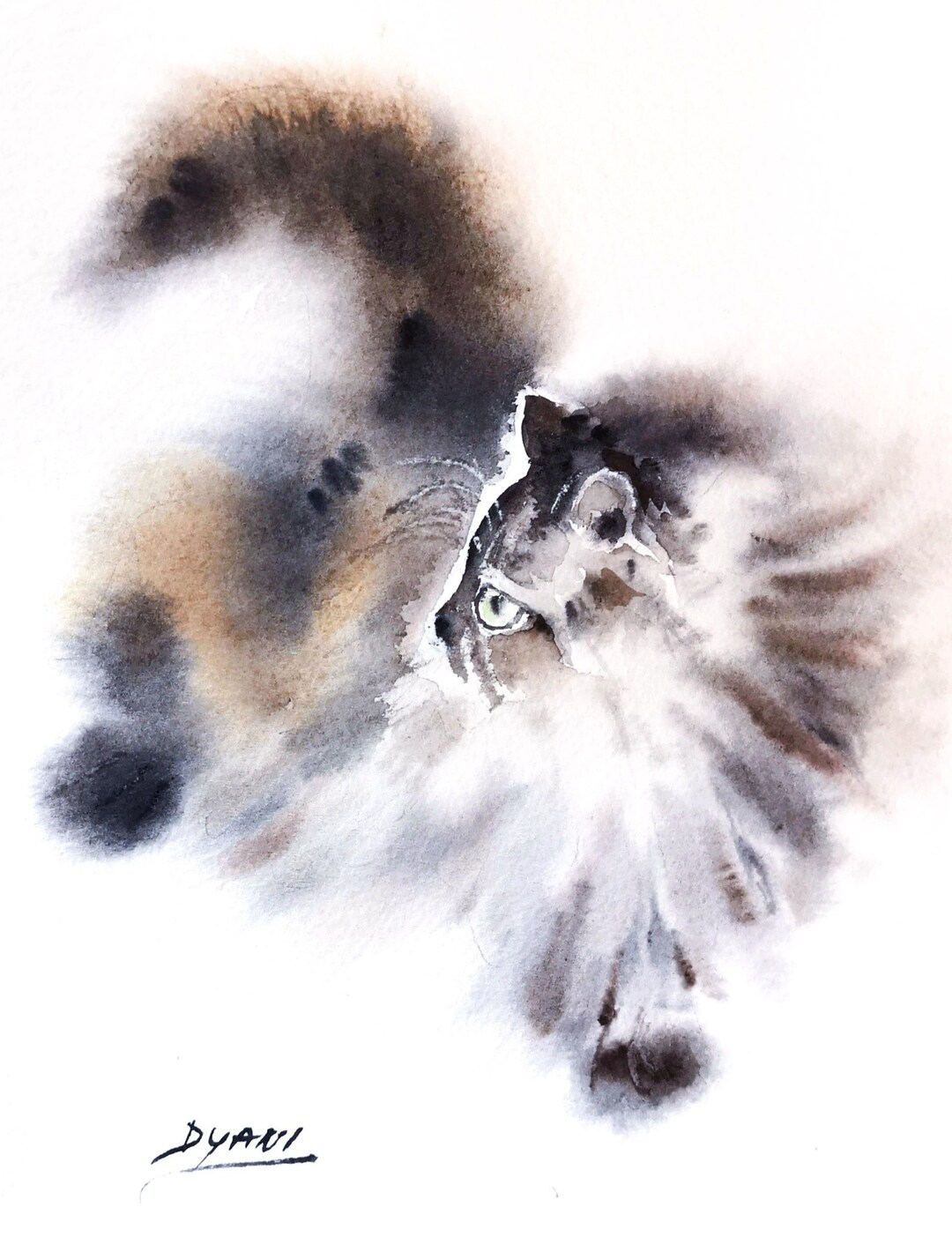 Cat in Watercolor , Original Watercolor Painting, Print Cat Painting - Etsy