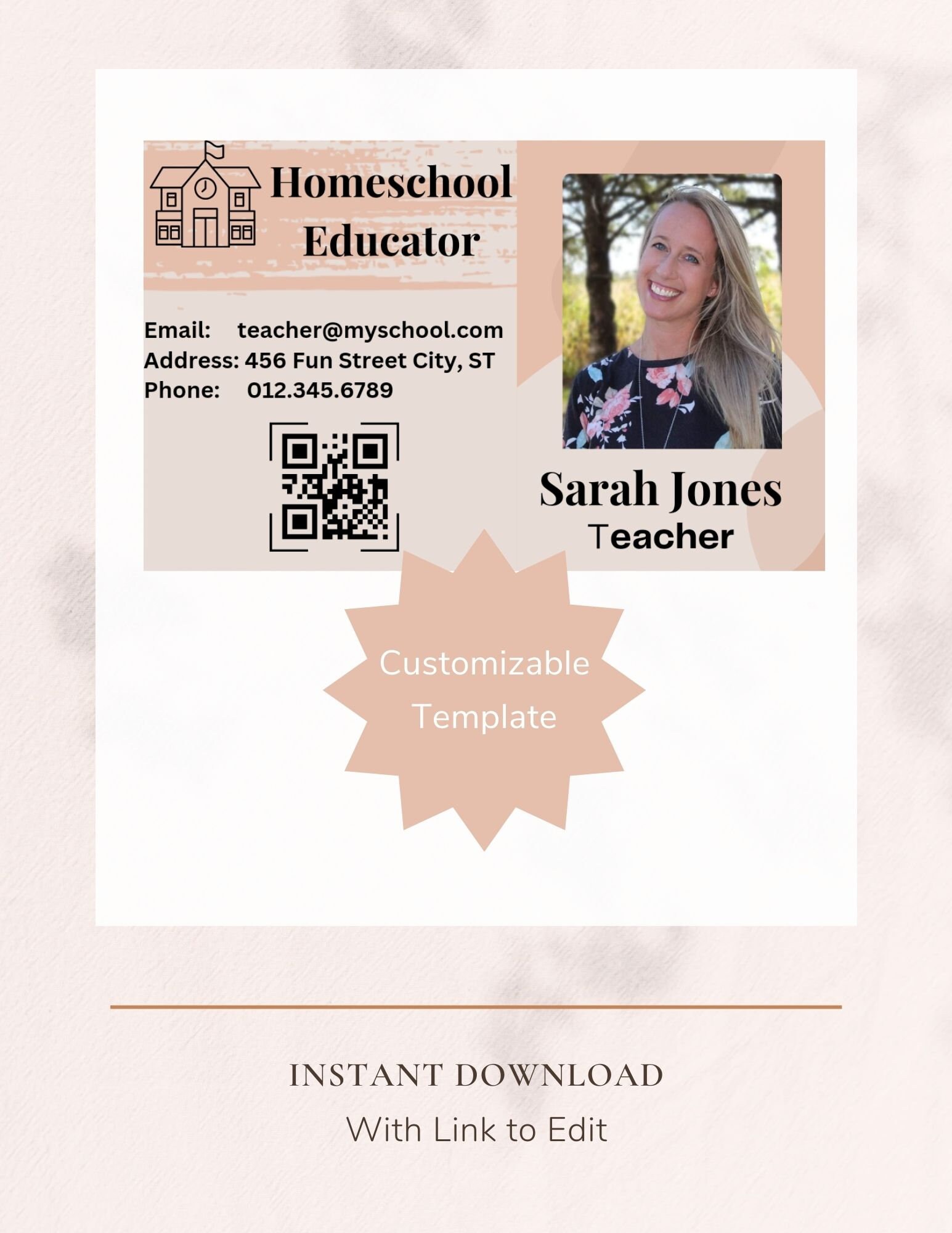 Homeschool ID Customizable Teacher Template Teacher ID Template ...