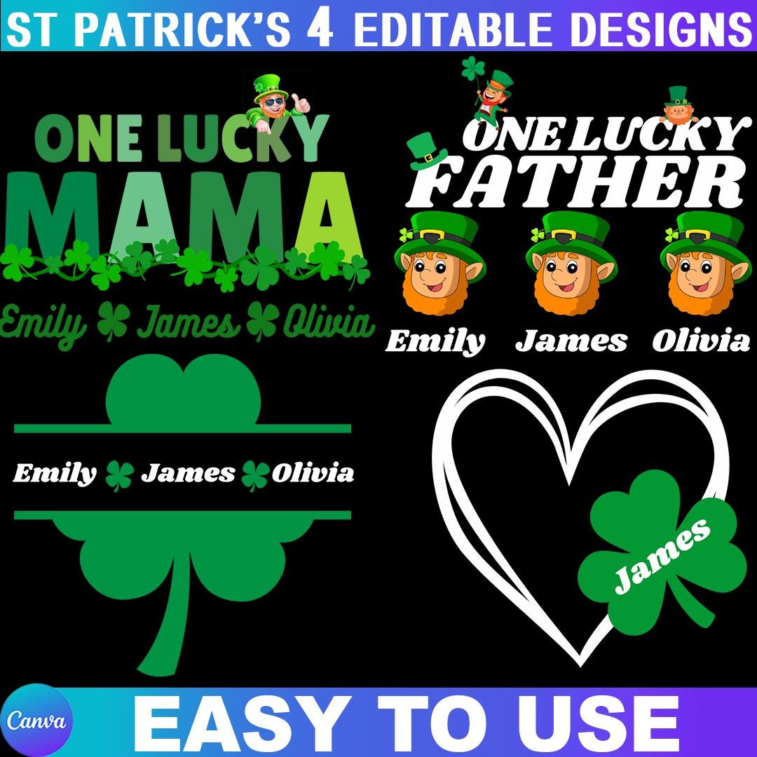 St. Patrick's Day Canva Editable Template, St Patricks Custom Father ...