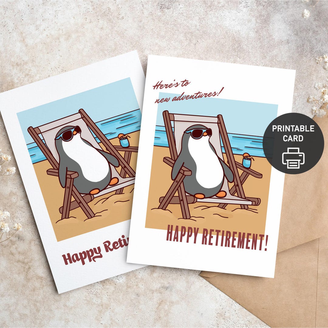Retirement Card Printable Cute Penguin Gift | Cute Funny Greeting Cards ...