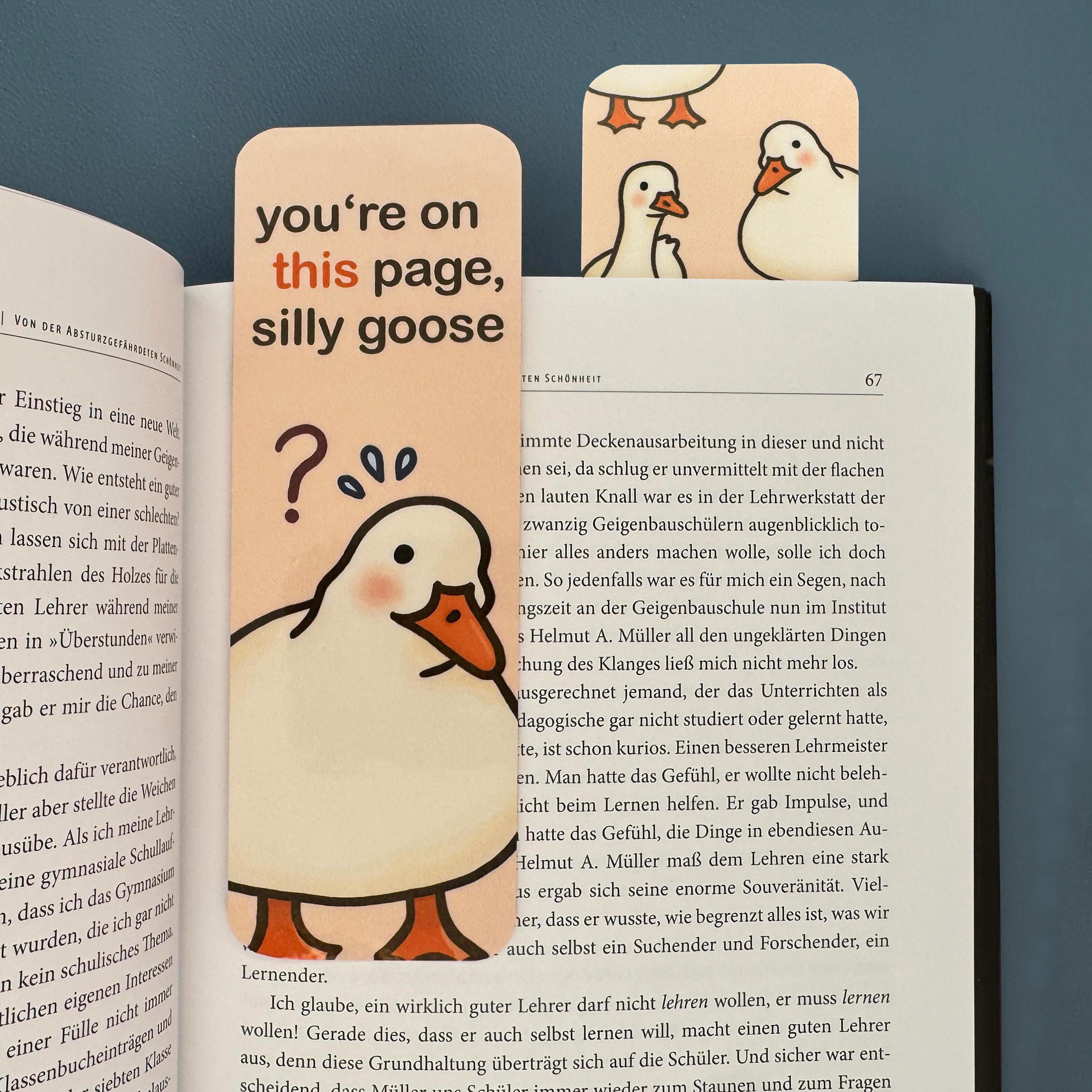Silly Goose Bookmark You're on This Page Handmade Paper Bookmark ...