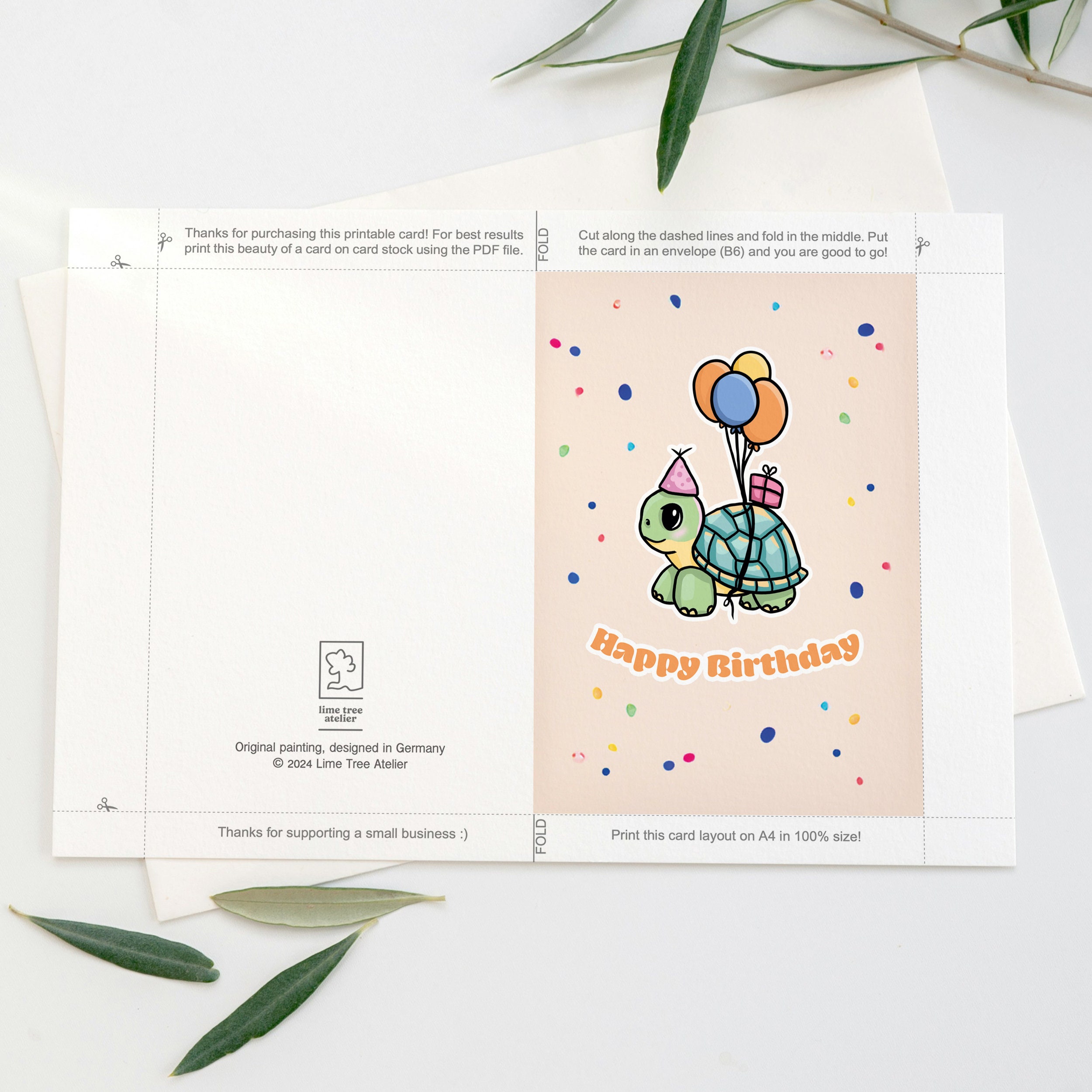 Cute Turtle Birthday Card | Happy Bday Card Printable for Turtles Lover ...