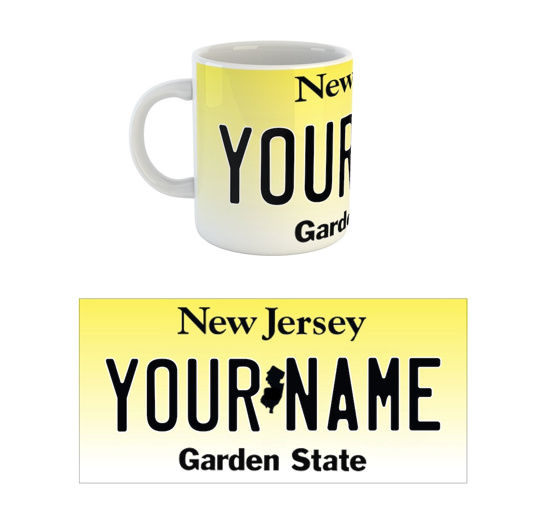 Personalized New Jersey License Plate Mug - Etsy
