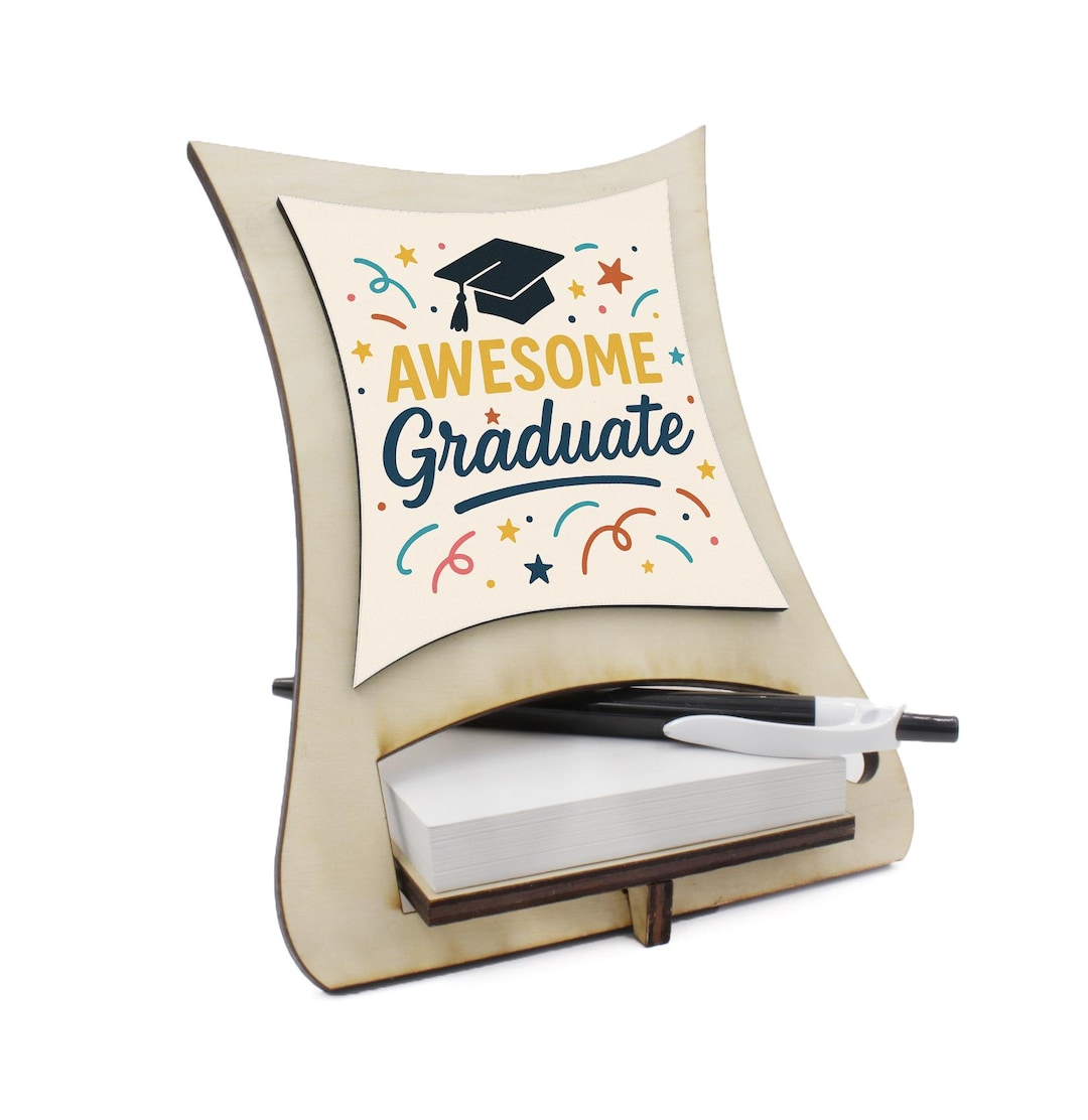 Wood Memo Holder – Desktop Memo Organizer – Graduation Gift for Office ...