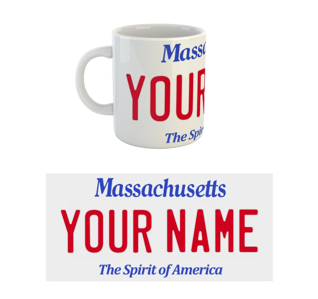 Massachusetts Personalized License Plate Mug Custom Name Ceramic Gift ...