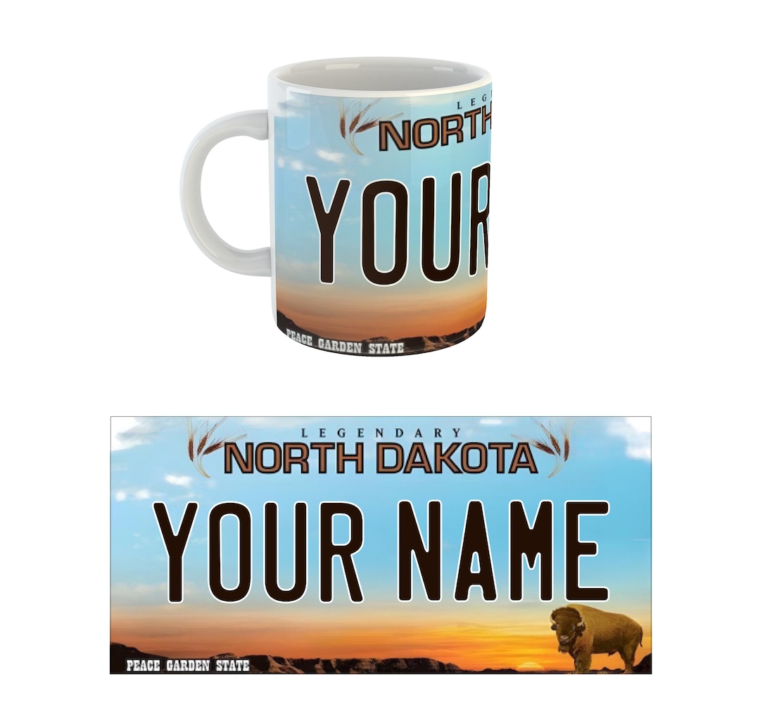 Personalized North Dakota License Plate Mug - Etsy