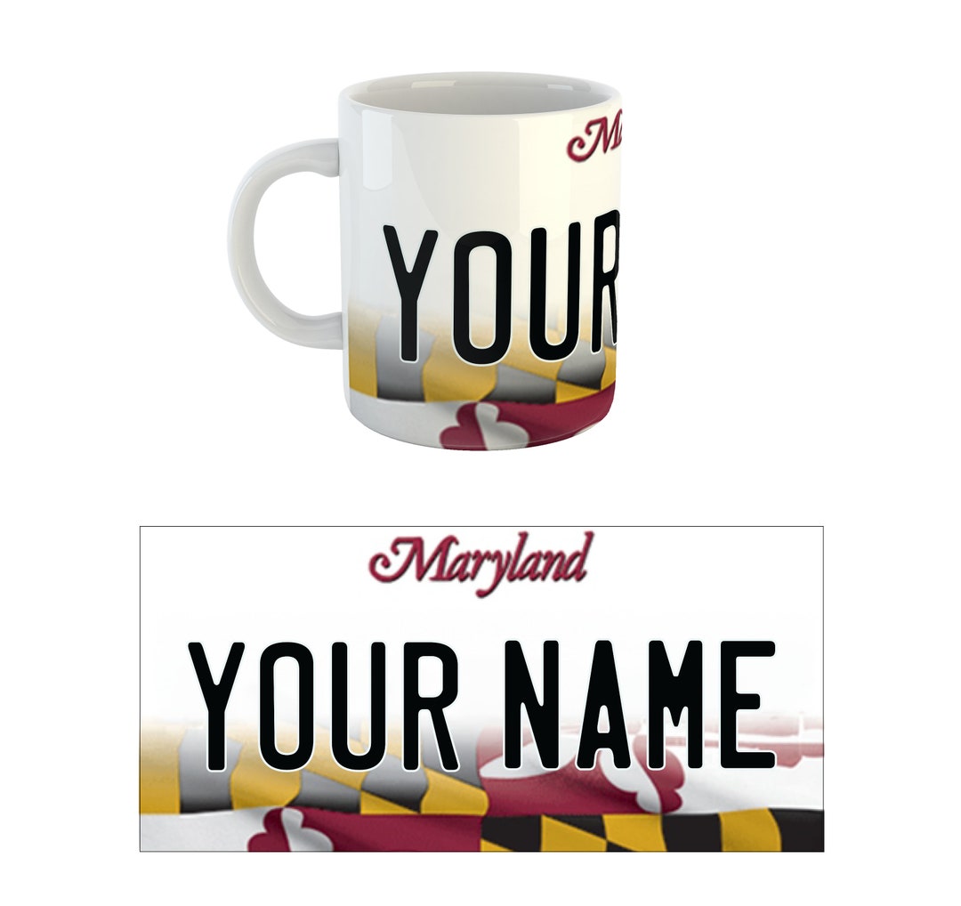 Personalized Maryland License Plate Mug - Etsy
