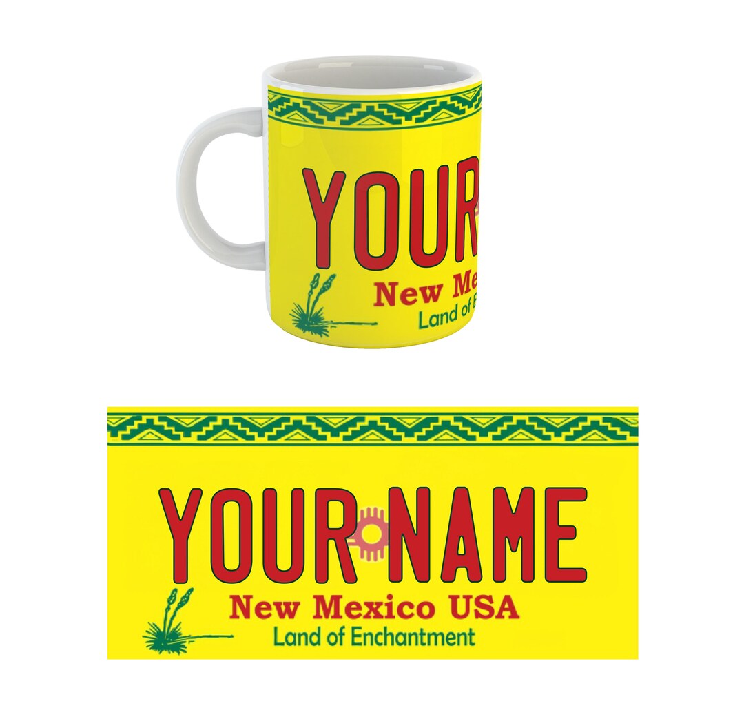 New Mexico Personalized License Plate Coffee Mug Custom Name Ceramic ...