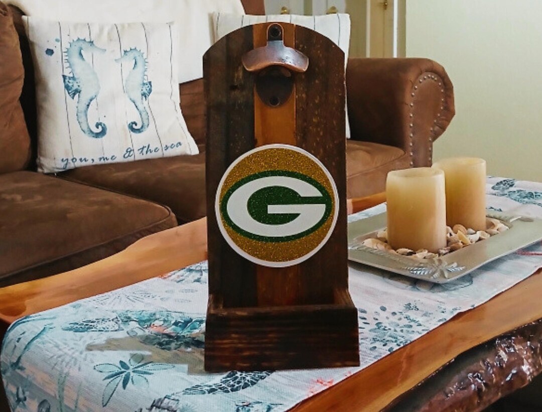 Green Bay Packers Wall-mounted Bottle Opener – Handmade From Reclaimed ...