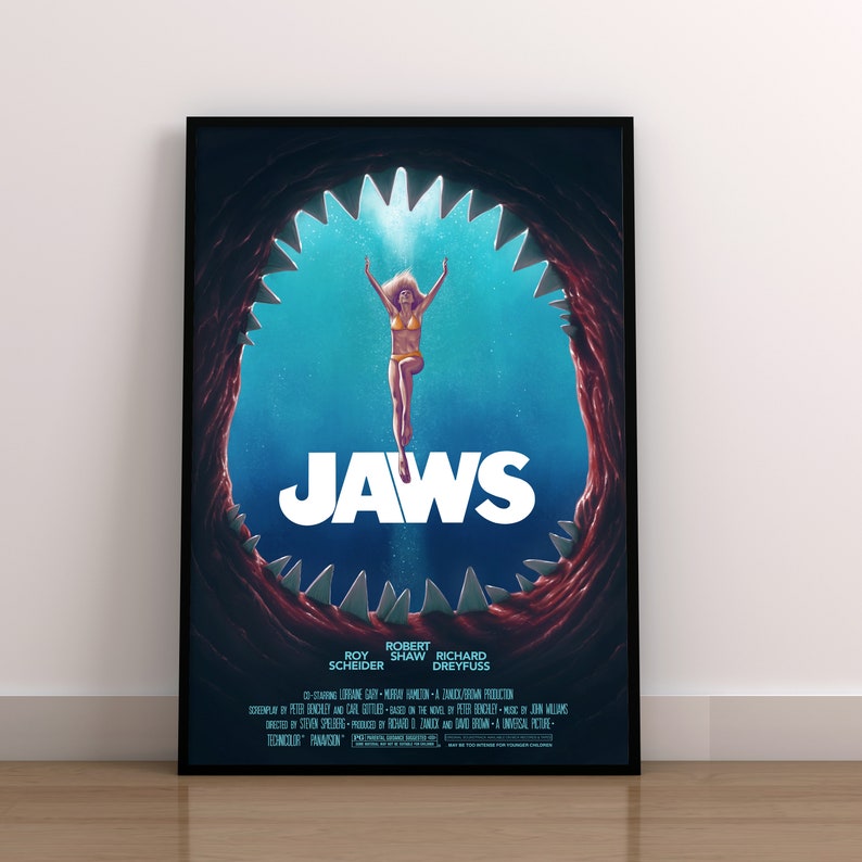 Jaws Poster Wall Art Wall Prints Home Decor Classic Matte Paper Print ...