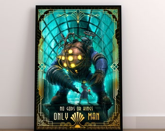 Bioshock 2 Retro Poster, Video Game Wall Art, Kraft Paper Print, Gaming ...
