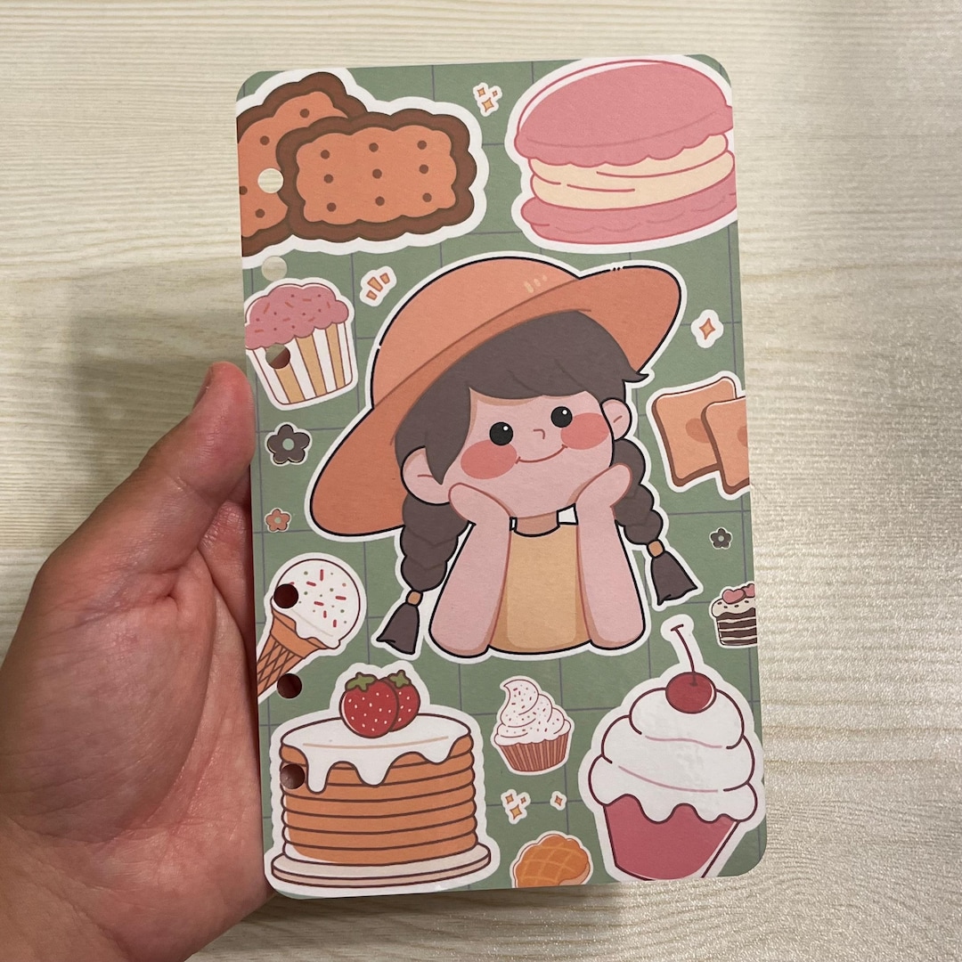 Food Inspired Cute Girl Laminated Binder Dashboard - A6 Personal ...