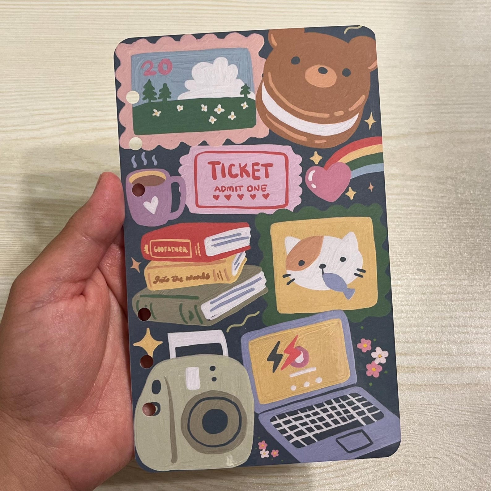 Colorful Cartoon Collage Laminated Binder Dashboard - A6 Personal ...