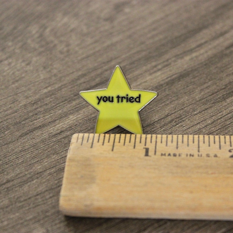 You Tried Gold Star Enamel Lapel Pin Brooch | Meme for Kids Teens ...