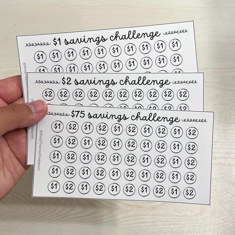 Easy Dollar Savings Challenge BUNDLE A6 Envelope Inserts for Cash ...