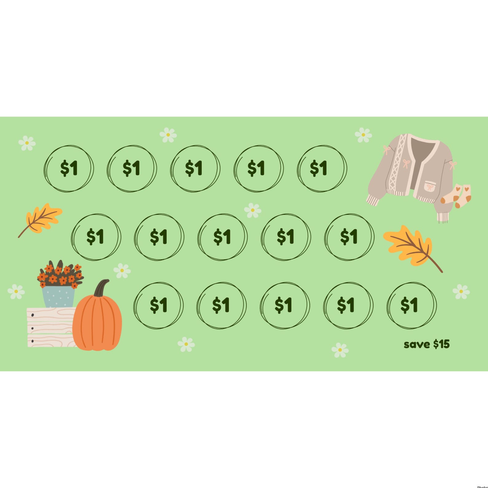 Fall Mini Easy Savings Challenge Set of 2 A6 Envelope Inserts for Cash ...