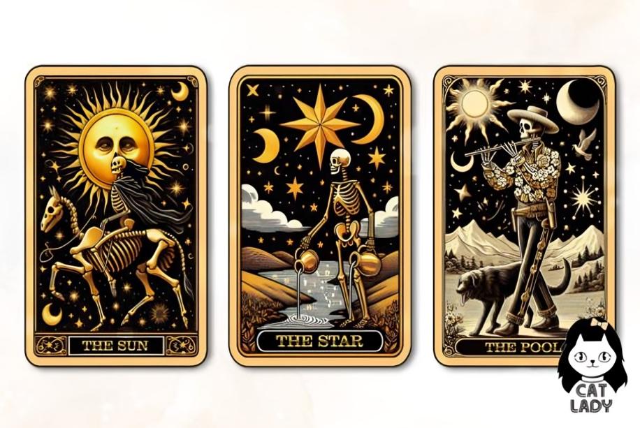 Ancient Skeleton Tarot Card Sublimation, Skeleton Tarot Card Watercolor ...
