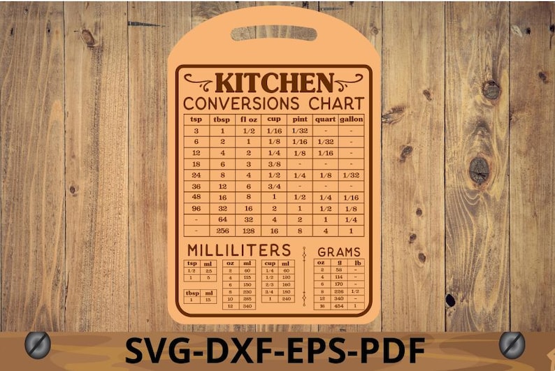 Kitchen Conversion Chart Svg, Decorative Kitchen Conversion ,kitchen ...