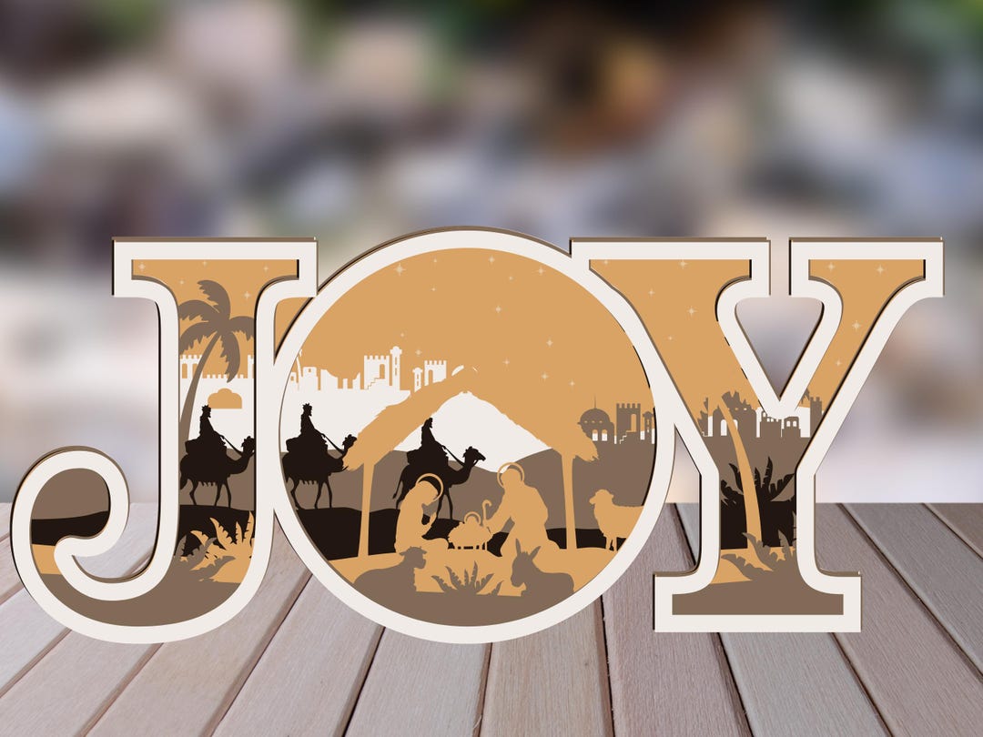 Multilayer Joy Scene Art Svg, Nativity Scene Svg, Christmas Scene Svg ...