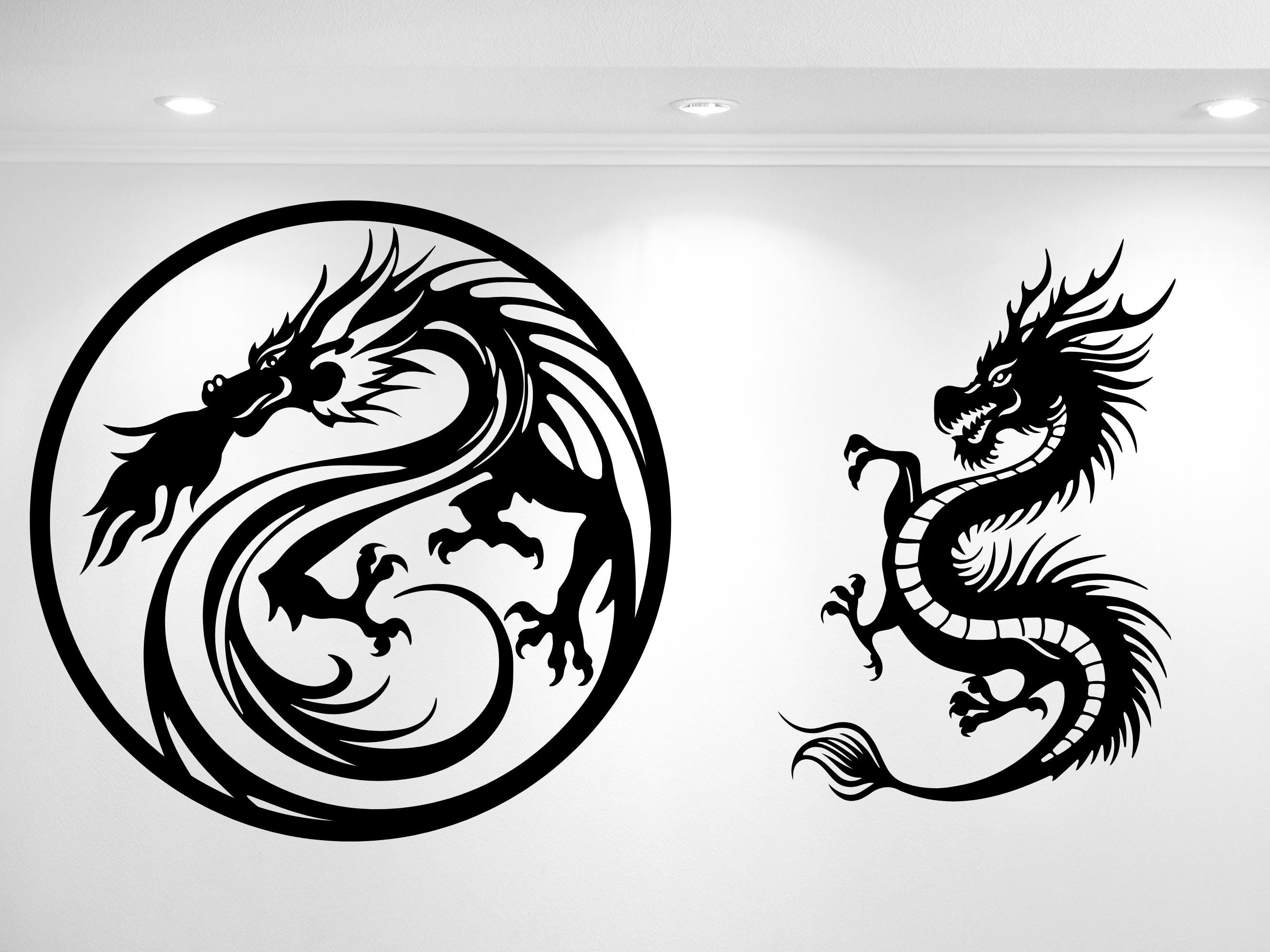 Laser Cut Dragon Wall Art SVG Bundle, Dragon Wall Art, Laser Cut Door ...