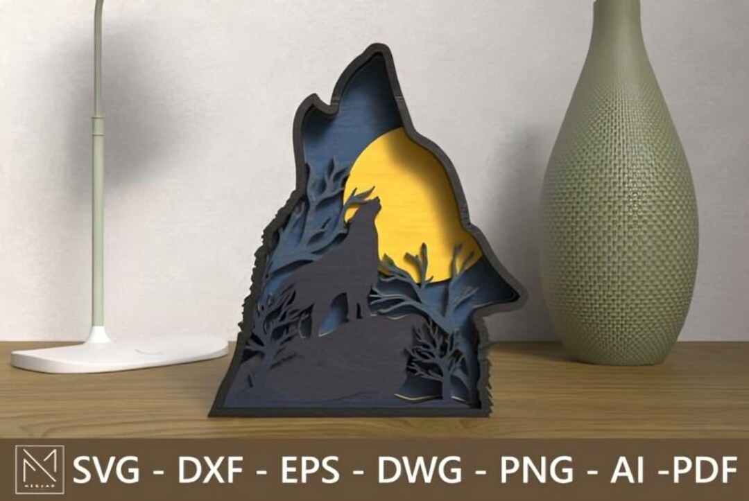 Wolf Head 3D Layered SVG – Howling Wolf, 3D Howling Wolf Head Layered ...