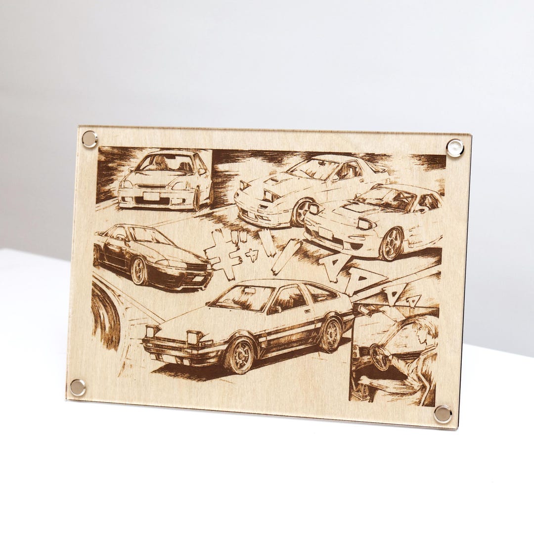 Initial D JDM Collage Engraved Car Art: Manga Style | JDM Car Decor ...