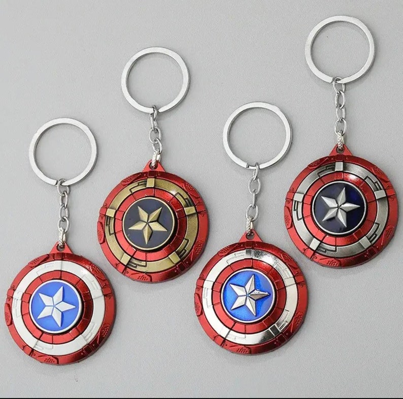Captain America Shield Keychain Marvel Avengers Key Ring Stainless Steel Superhero Gift ...