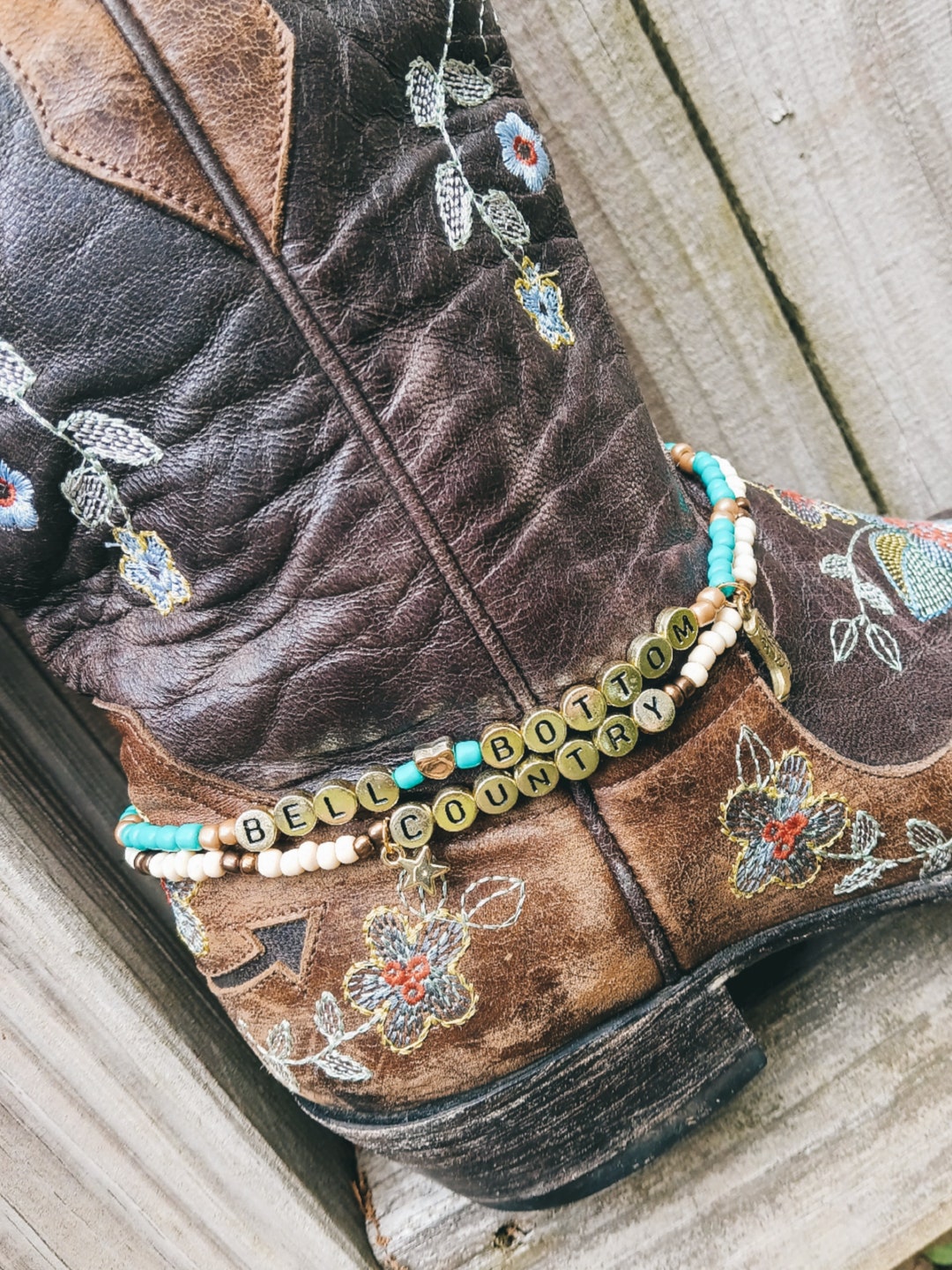 Cowgirl Boot Bracelets. Boot Bling. Star and Boot Charm. Bell Bottom ...