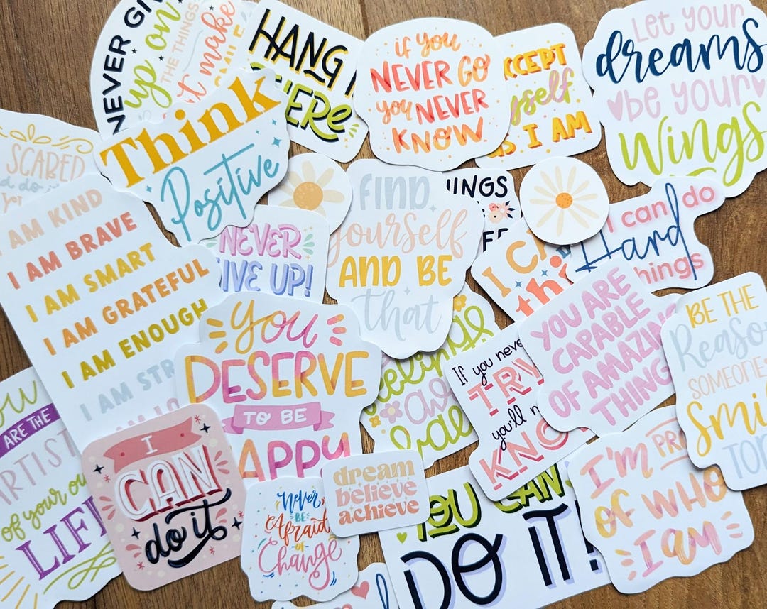 Affirmation Positive Words Quotes Fun Sticker Sheets - 3 Sheets ...