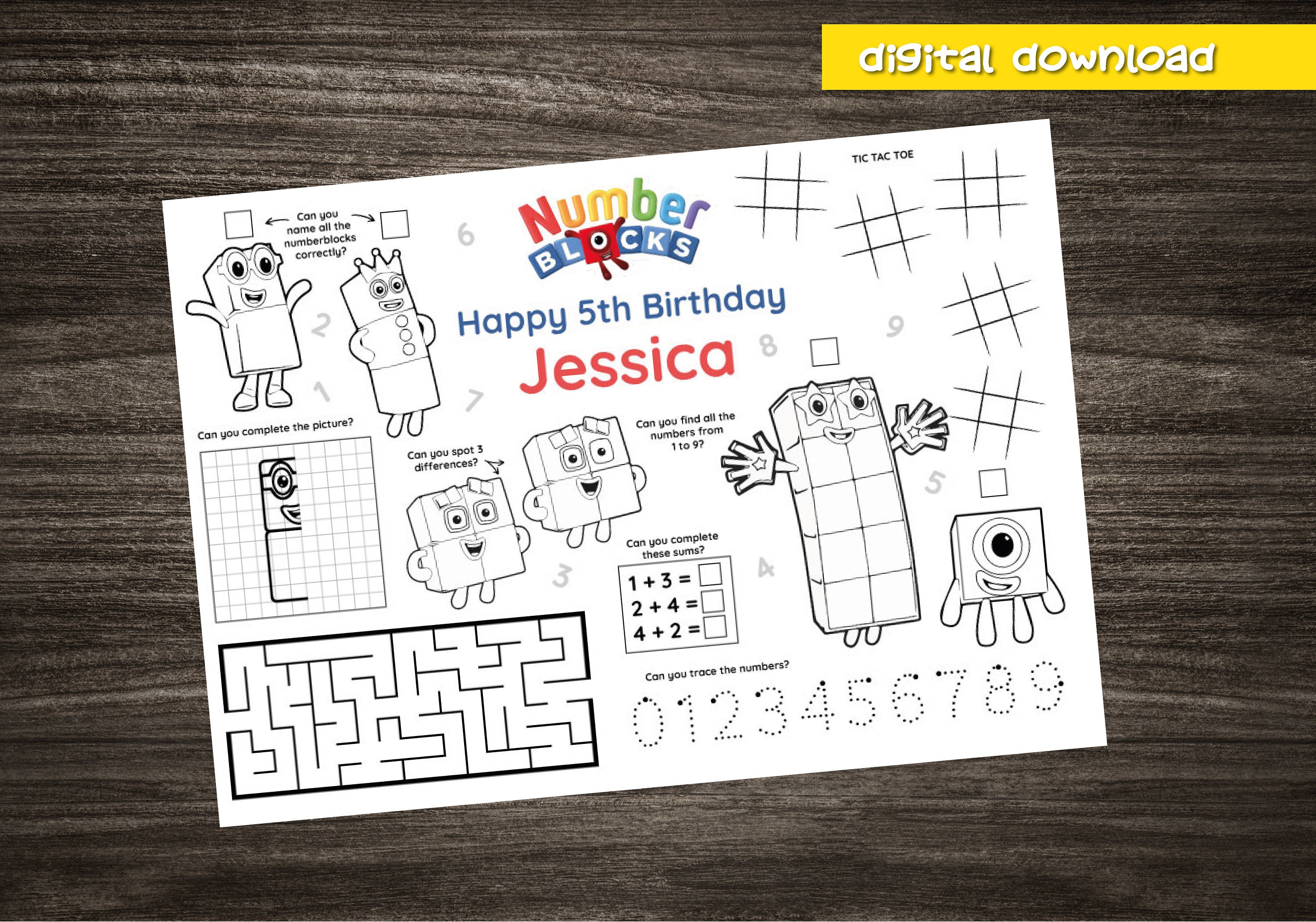 Personalised Numberblocks Activity Sheet Printable Maze, Colouring ...