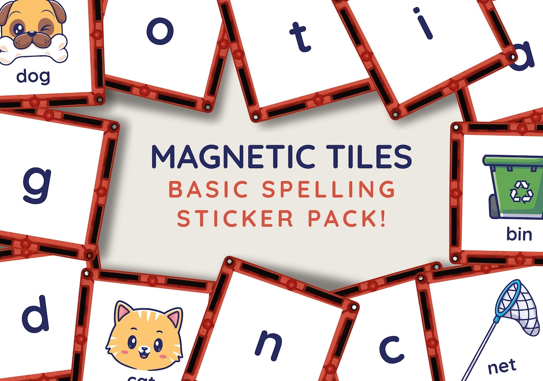 Magnatile Stickers Toppers - Basic Spelling Pack - Instant Digital ...
