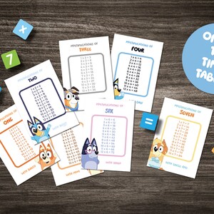 Bluey Multiplications Times Tables Flash Cards Educational Learning ...