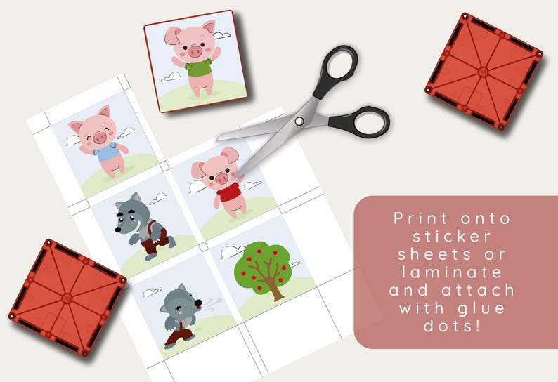Three Little Pigs Magnetic Tile Stickers: Story Time (digital Download ...