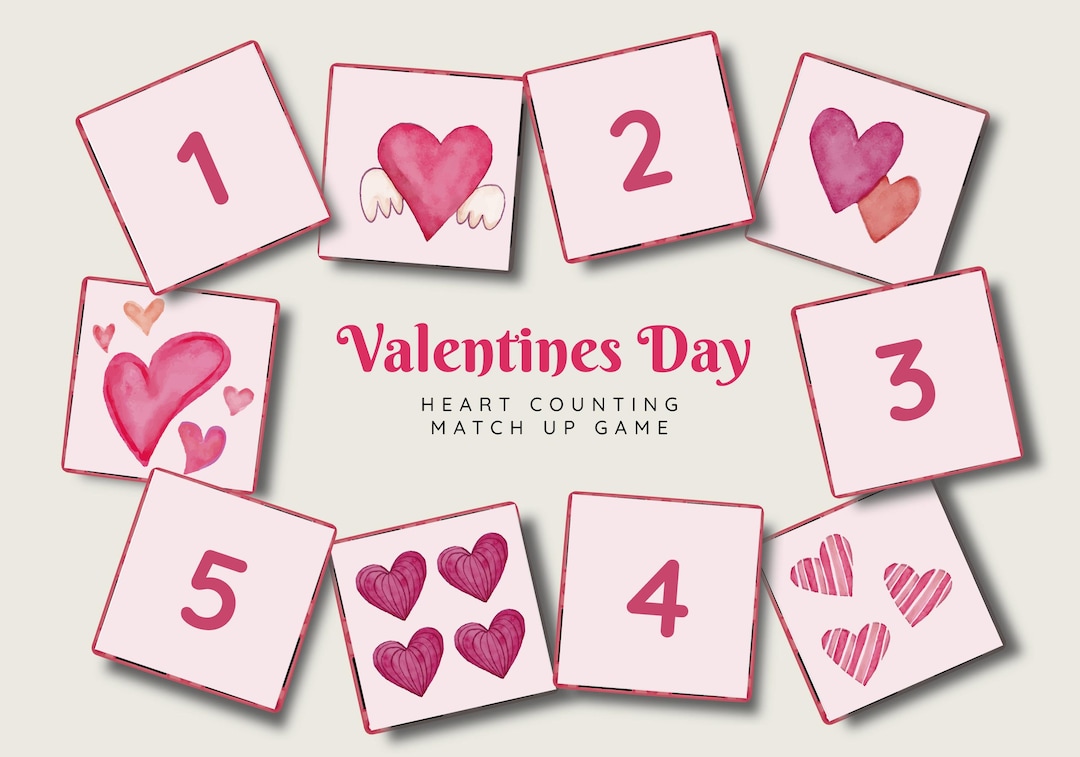 Valentines Number Match Magnetic Tile Stickers: Counting Game (digital ...